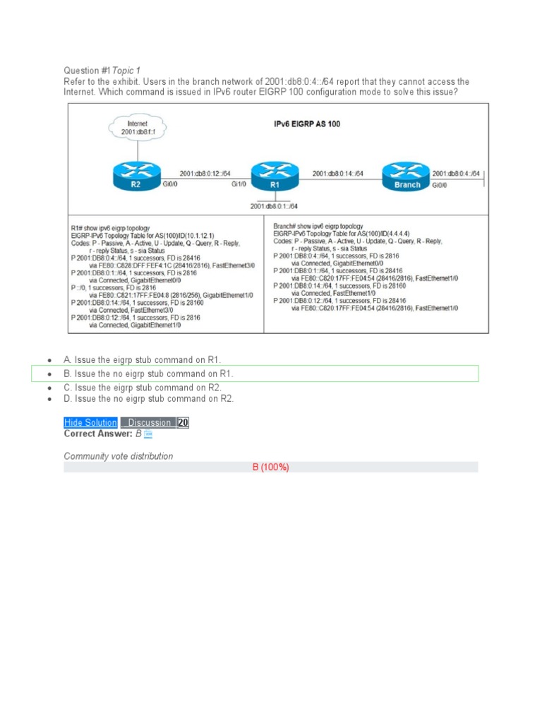 IPv6 EIGRP Issue Troubleshooting Questions | PDF | Routing | Router (Computing)