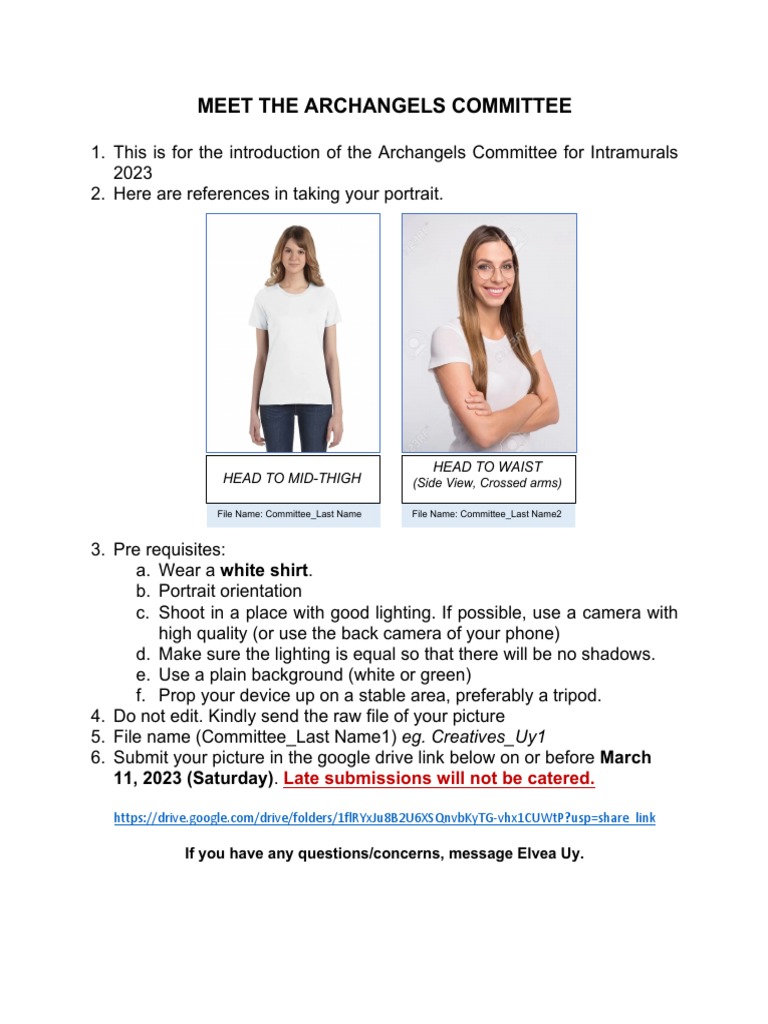 Meet Archangels Committee Portrait Guidelines | PDF