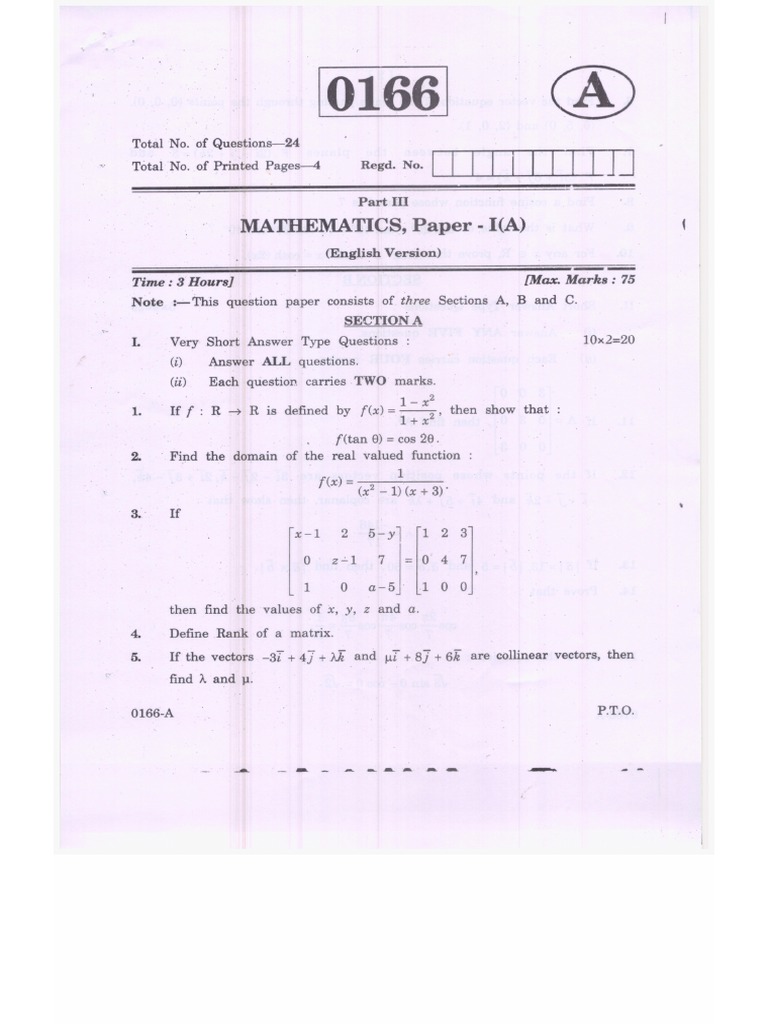 Mathematics Ia (Em TM Um HM) | PDF