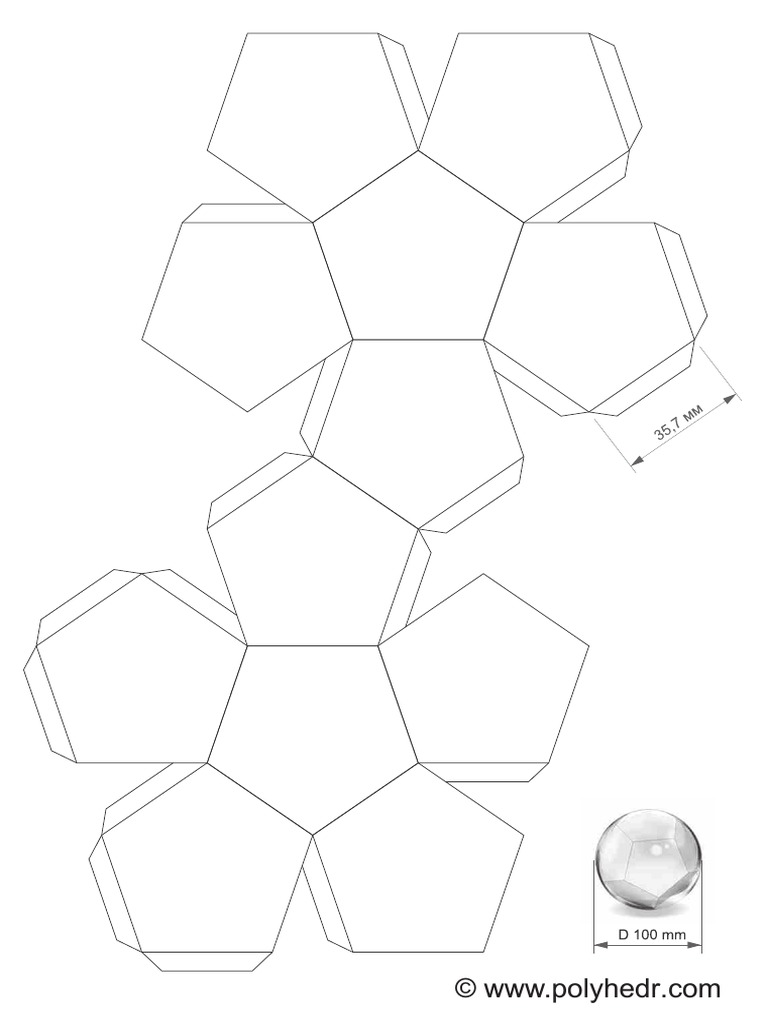 Dodecahedron Shape Net For A Sphere With A Diameter of 100 MM | PDF