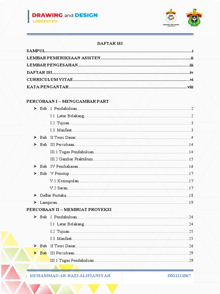 3. Daftar Isi Lab. Gambar dan Perencanaan | PDF