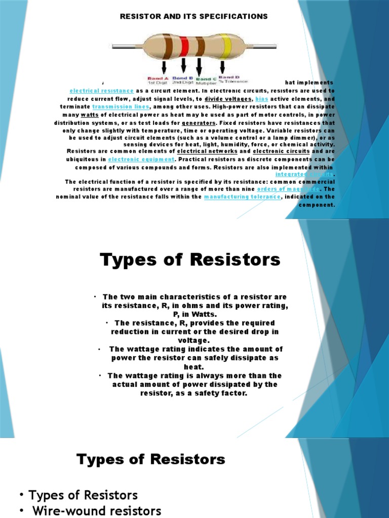 Resistor and Its Specifications | PDF | Resistor | Electric Power