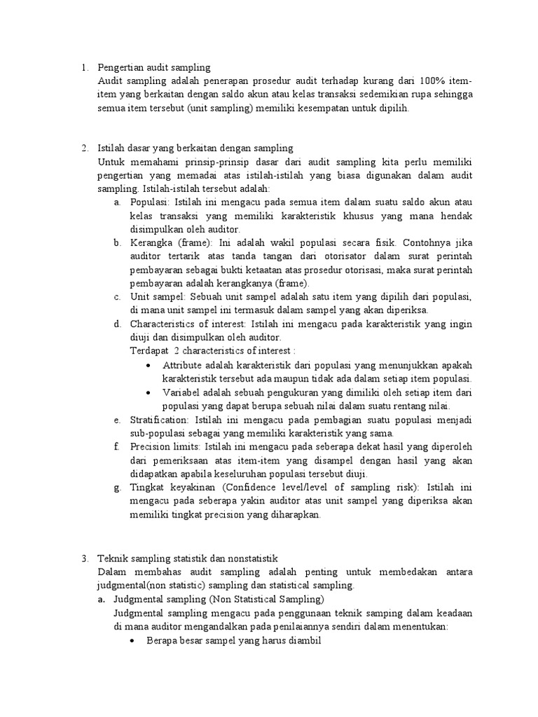 Pengertian Audit Sampling | PDF