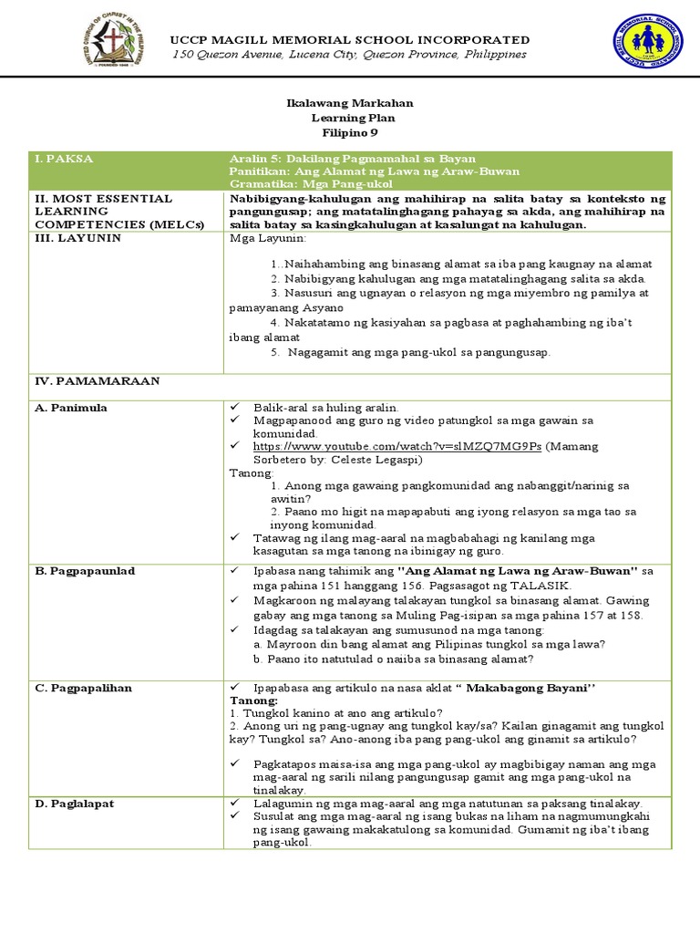 Filipino - Learning Plan | PDF