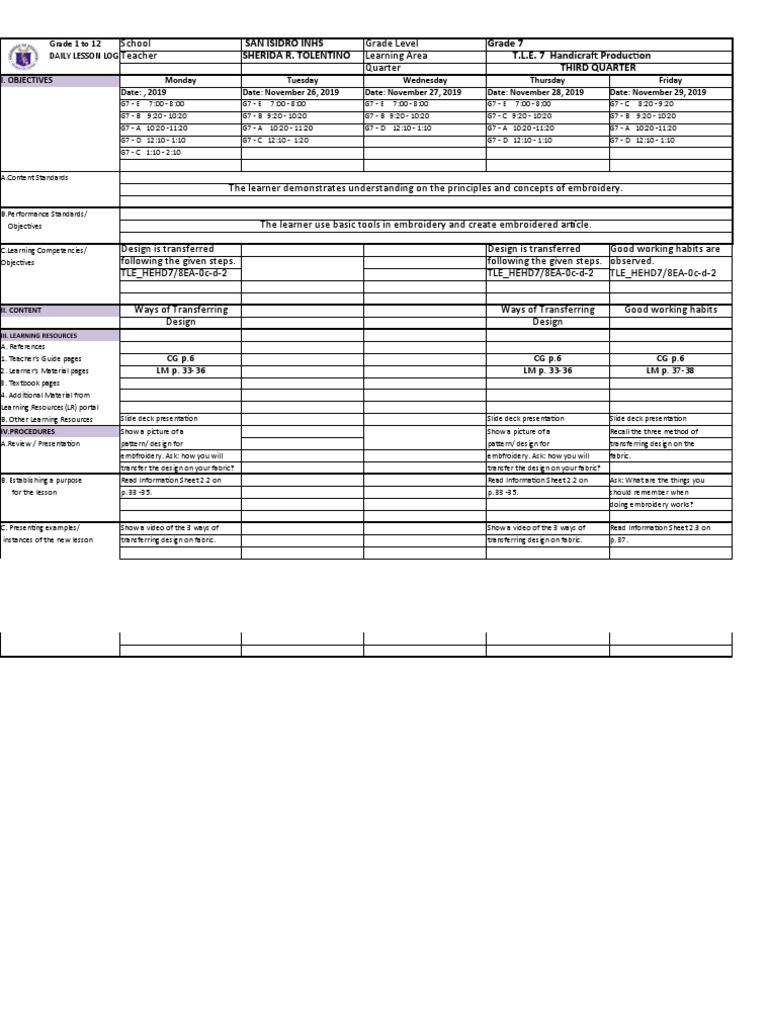 Week 6 | PDF | Learning | Embroidery