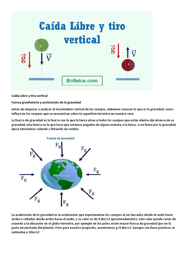 Caída Libre y Tiro Vertical | PDF | Gravedad | Velocidad