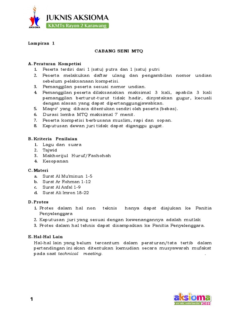 Juknis Aksioma KKM 2 KRW | PDF
