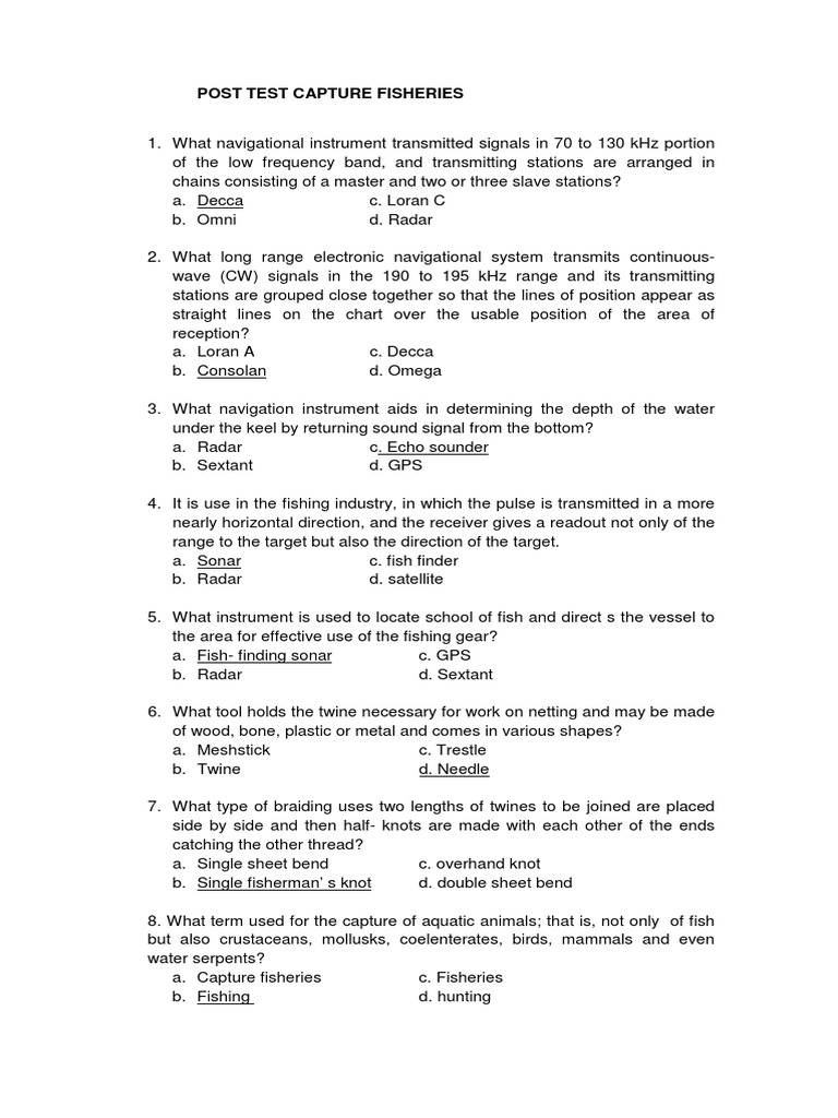 Fish Capture Questionaire With Key Notes | PDF | Navigation | Radar