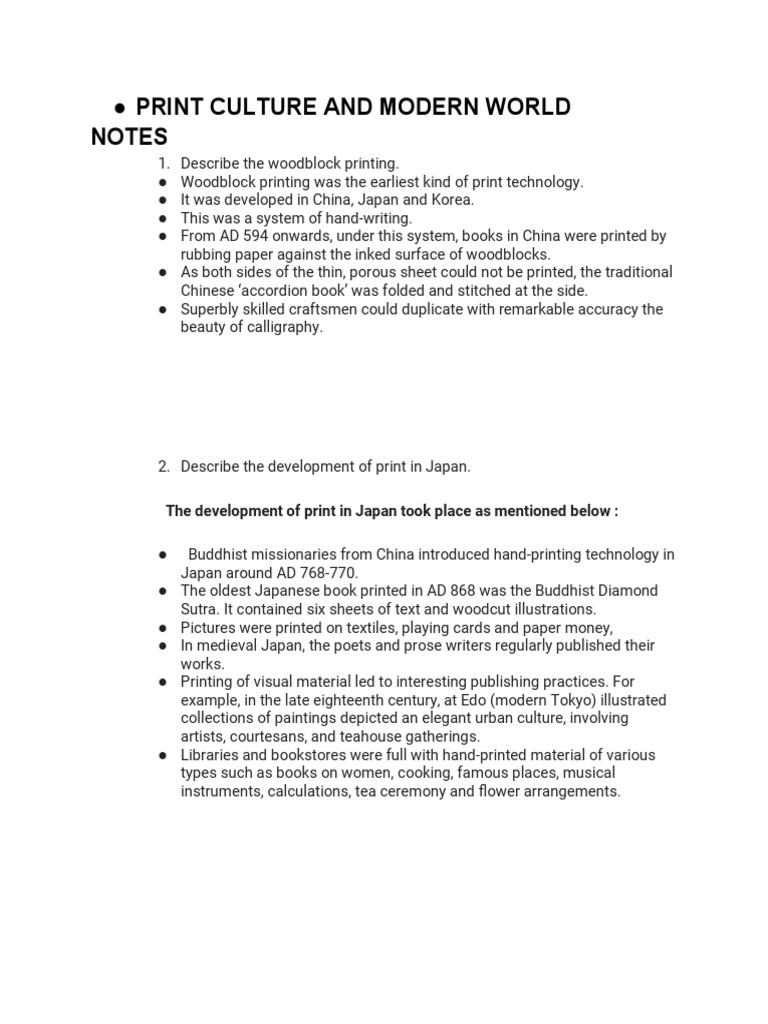 Print Culture and Modern World | PDF | Printing Press | Printing