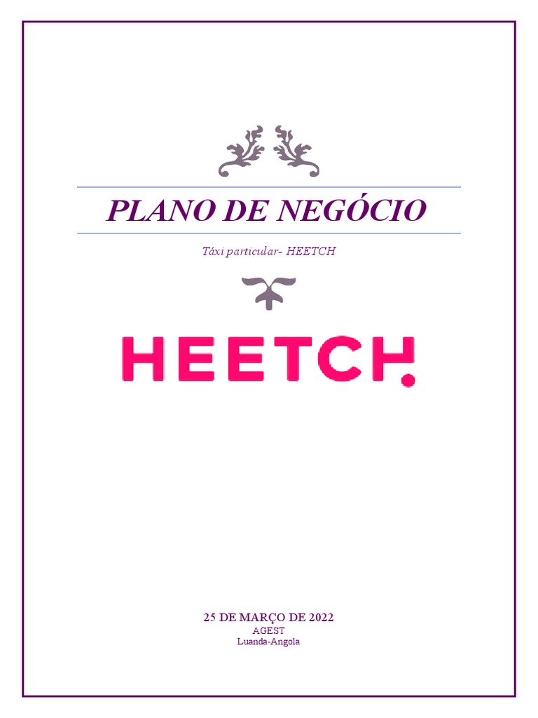 Plano de Negócio Heetch Angola | PDF | Aplicativo para celular | Juros