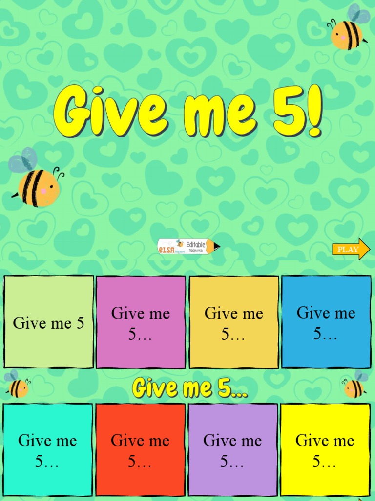 Give Me 5 Game Activities | PDF