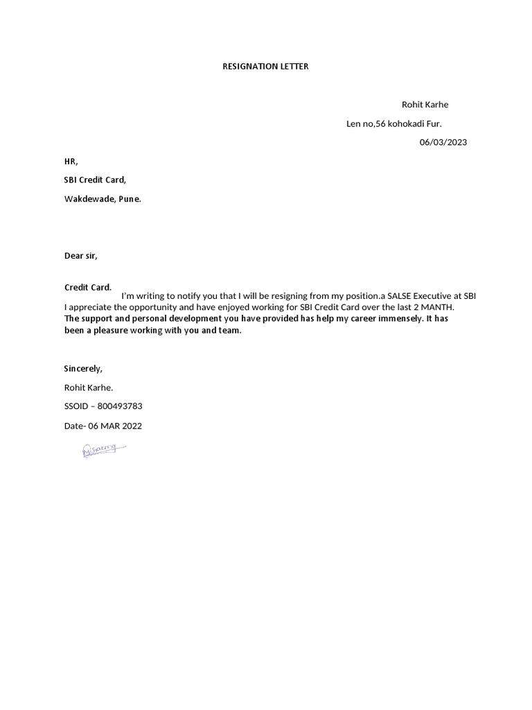 Resignation Letter | PDF