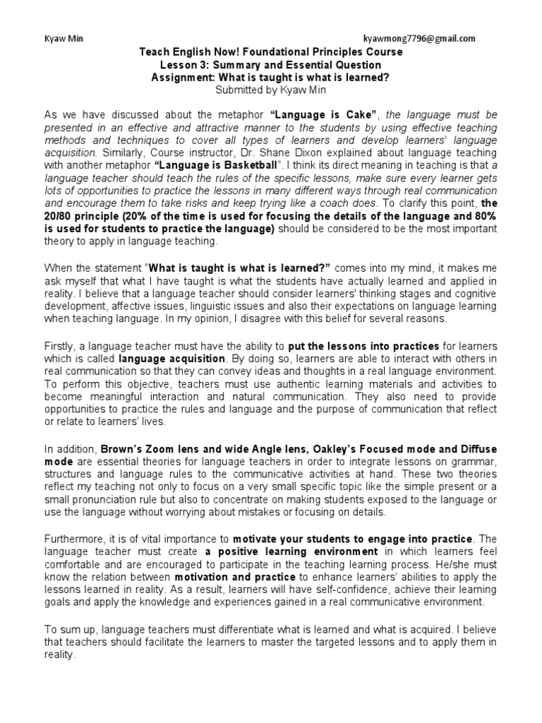 What Is Taught Is What Is Learnt | PDF | Language Education | Learning