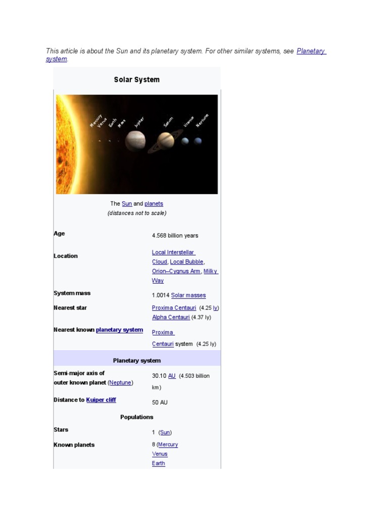 This Article Is About The Sun and Its Planetary System | PDF | Solar ...