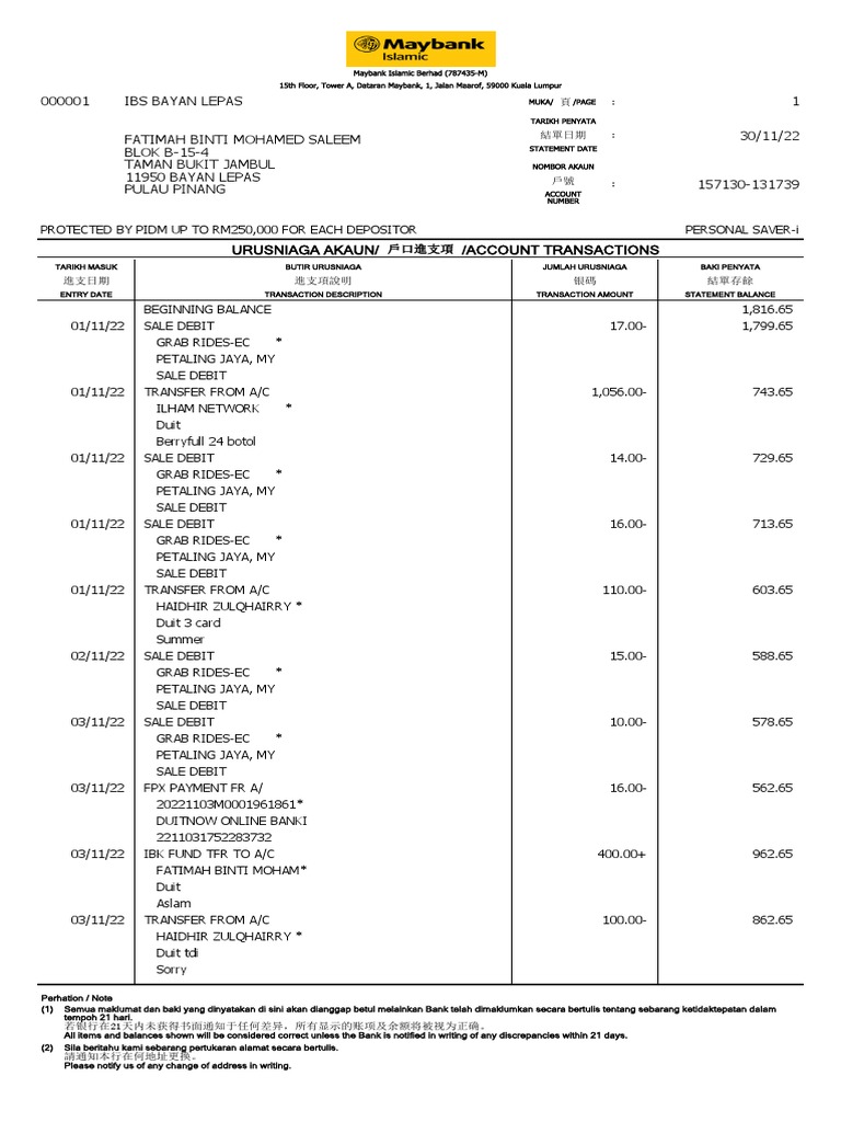 Statement Bank MBB | PDF | Debit Card | Debits And Credits