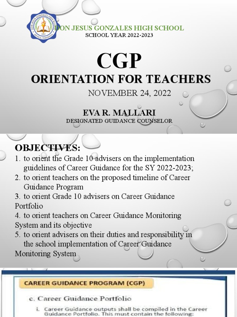 CGP Teachers Orientation | PDF | Cognitive Science | Behavior Modification