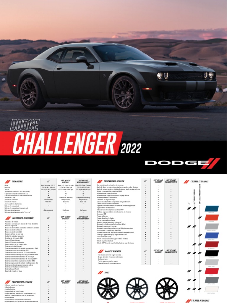 Dodge Challenger 2022 Ficha Tecnica v02 | PDF | Vehículos de ruedas ...