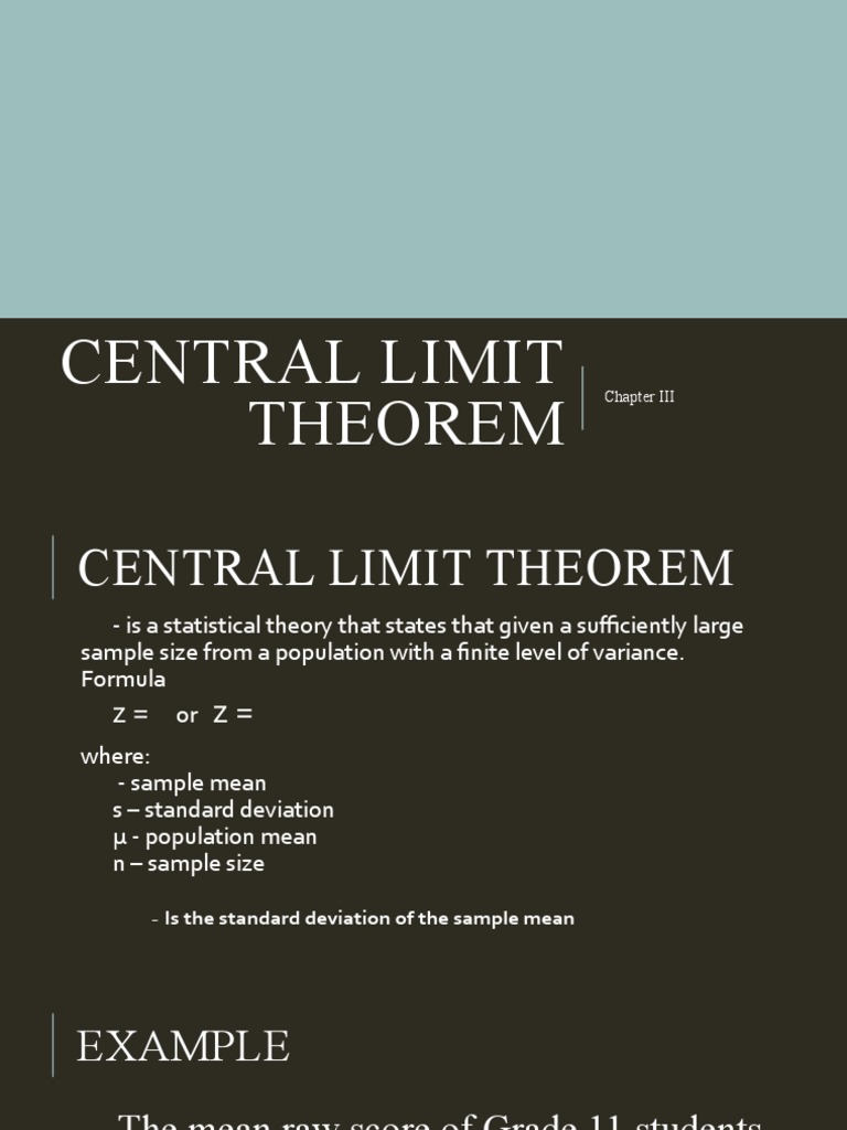 Central Limit Theorem Guide | PDF | Standard Deviation | Mean
