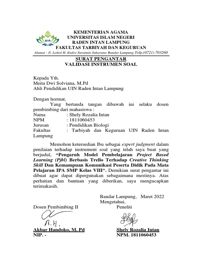 Surat Pengantar & Keterangan Validasi Fix | PDF