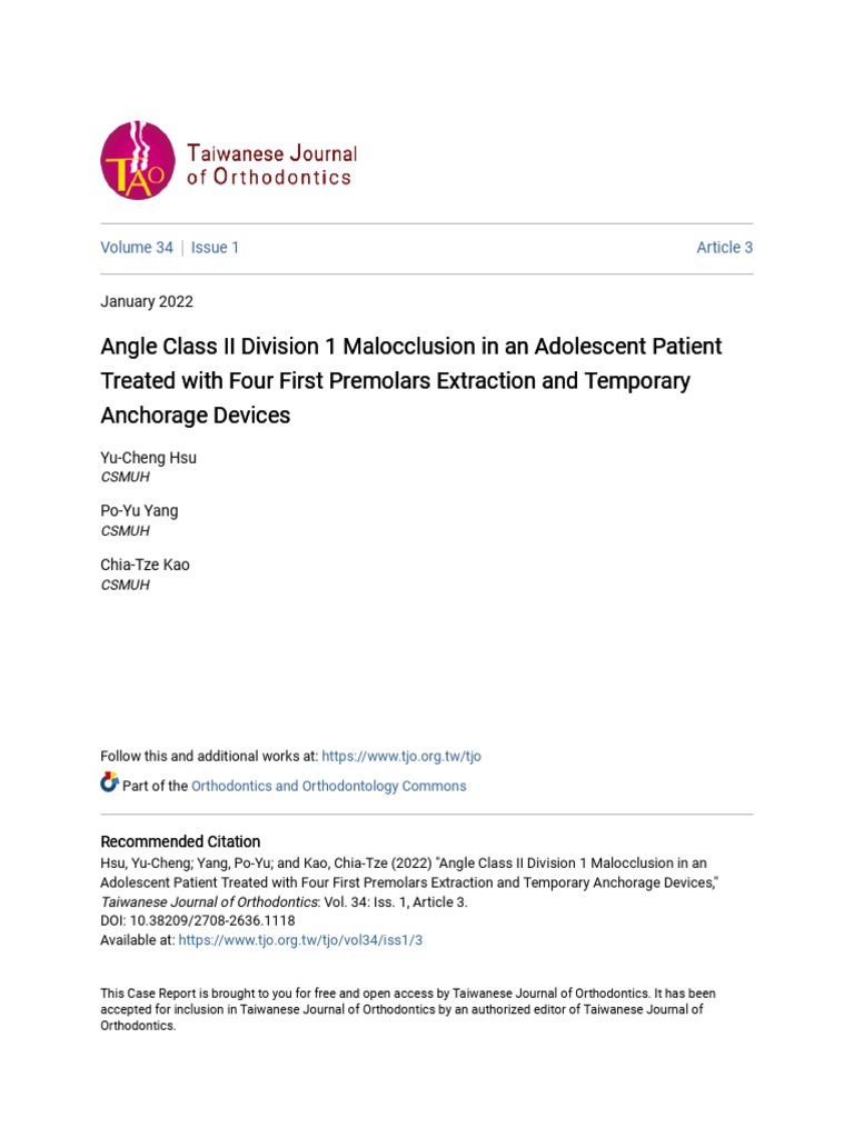 Class II Division 1 Adolescence Treated With Extraction and TADs | PDF ...