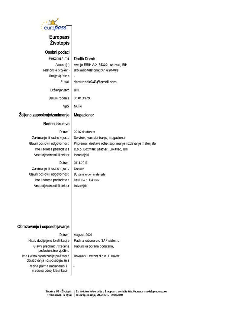 Damir Dedic CV | PDF Damir Dedic CV | PDF