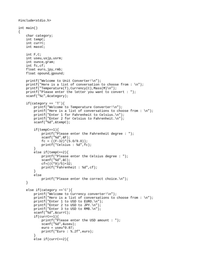 Simple Calculator | PDF | Fahrenheit | Pound (Mass)