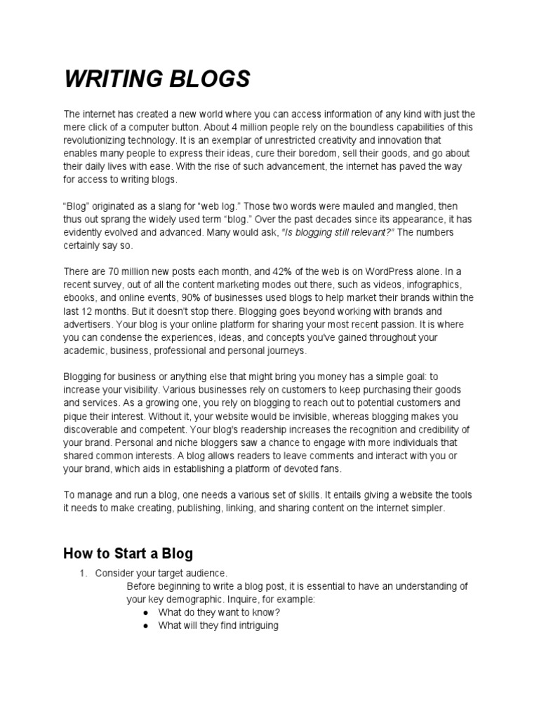 Writing Blogs | PDF | Blog | Websites