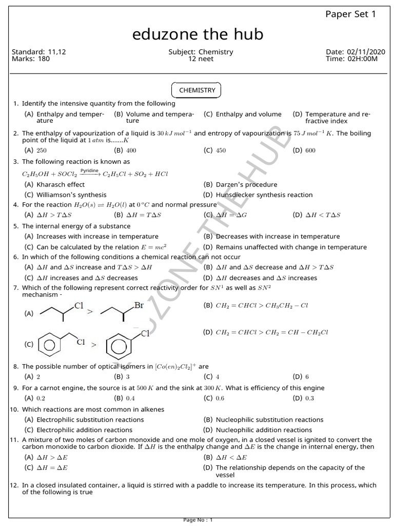 Chem Paper Thermo and Reaction Mechanism. | PDF | Chemical Reactions ...