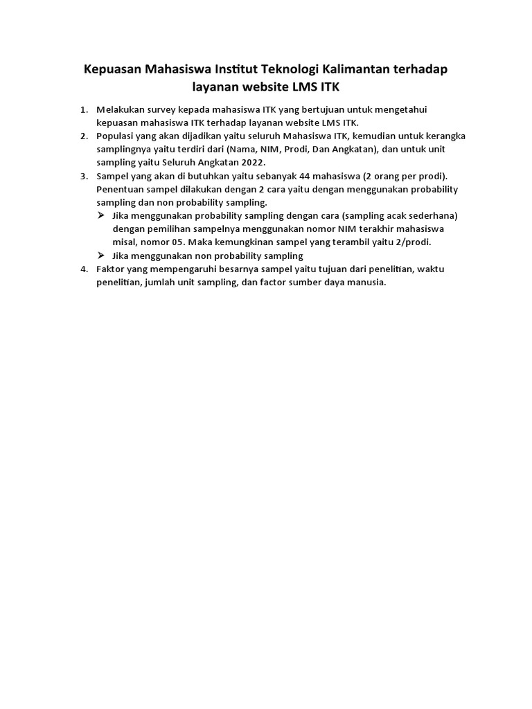 Kepuasan Mahasiswa Institut Teknologi Kalimantan Terhadap Layanan Website LMS ITK | PDF