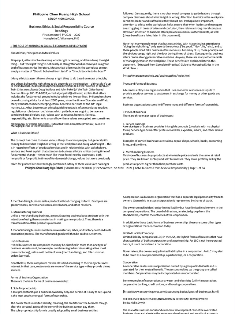 PDF Teaching Guide Business Ethics and Social Responsibility Module ...