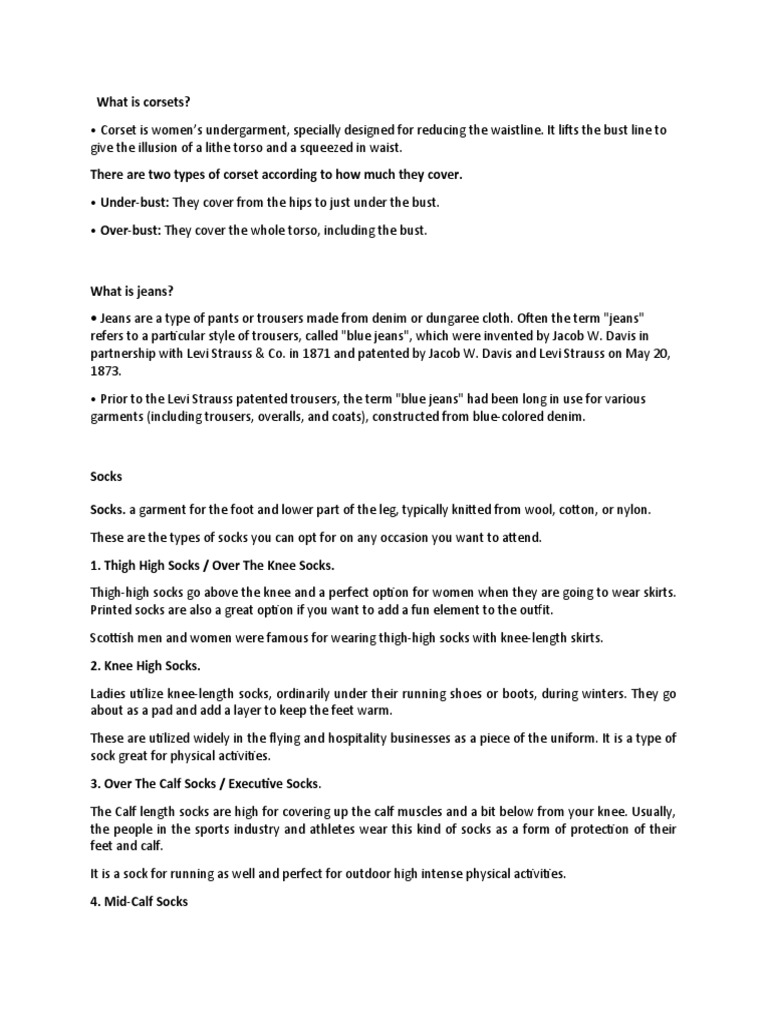 Reviewer in Clothing Selection | PDF | Sock | Dress