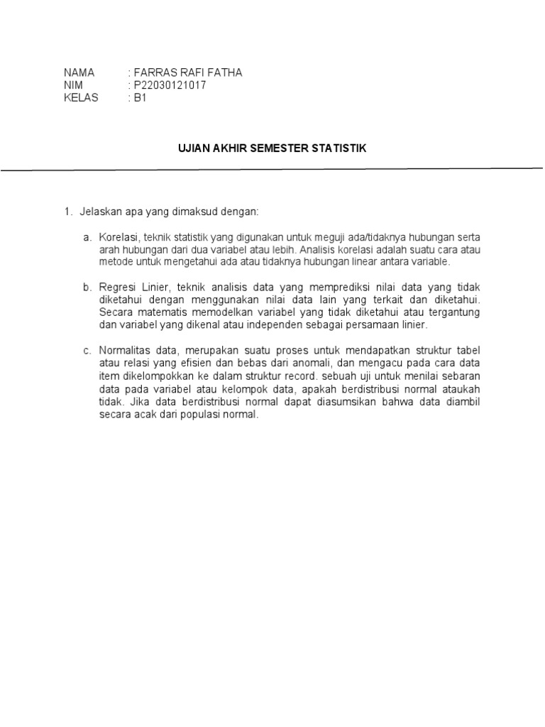 UAS Statistik PKJ | PDF