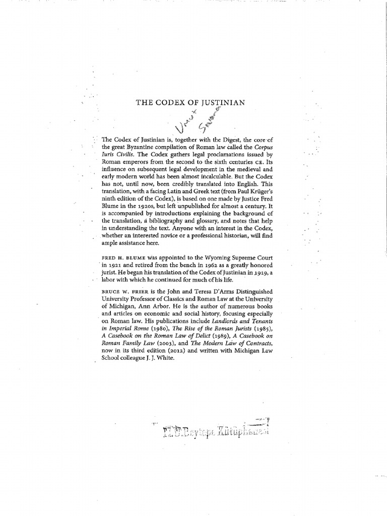 Bruce W. Frier - The Codex of Justinian - A New Annotated Translation ...