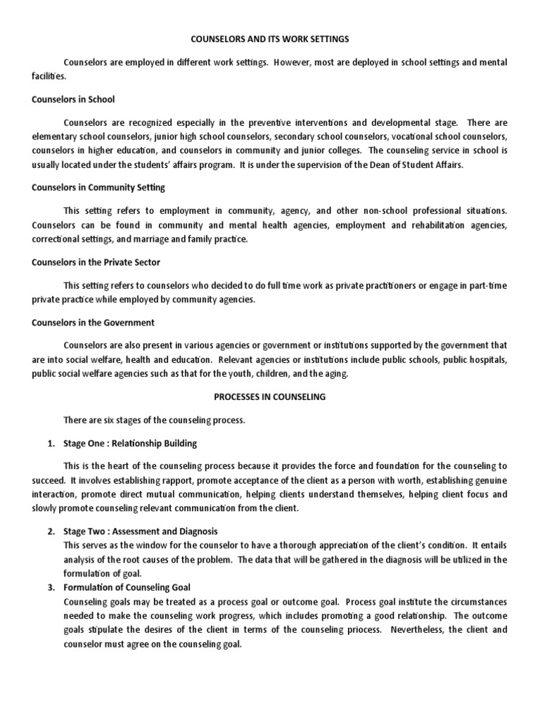 Counselors in The Work Settings | PDF | School Counselor | Evaluation