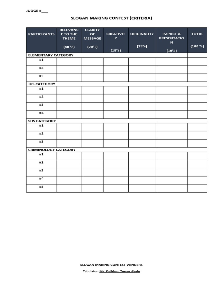 Slogan Making Contest Criteria | PDF Slogan Making Contest Criteria | PDF