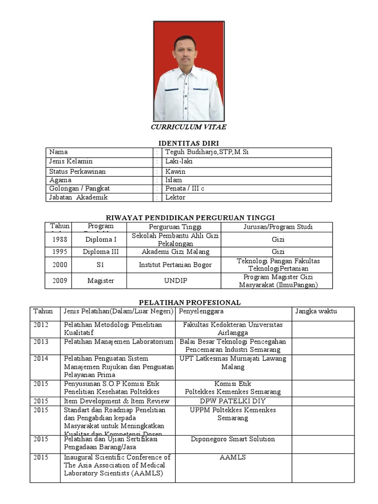 Curriculum Vitae Teguh Rev | PDF