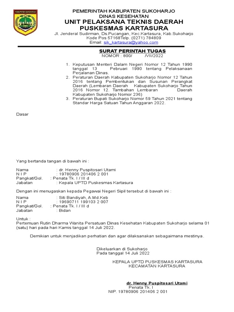 Contoh Spt Dan Sppd 2022 Pdf