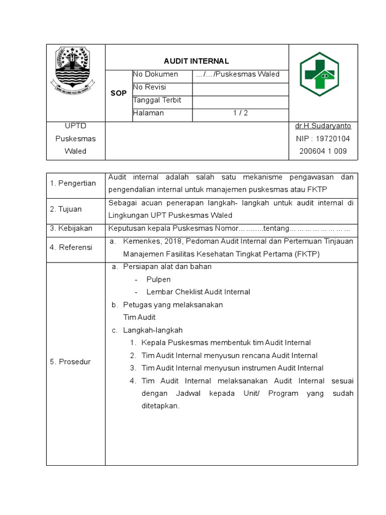 Sop Audit Internal (Revisi) | PDF