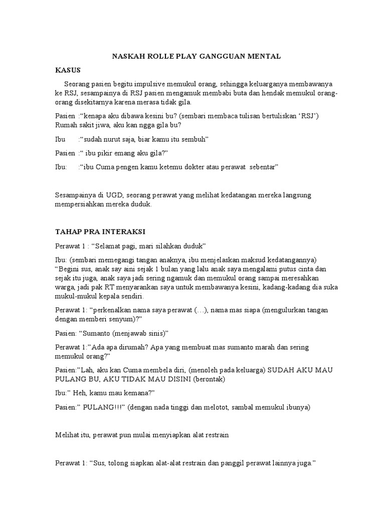 Naskah Rolle Play Gangguan Mental | PDF