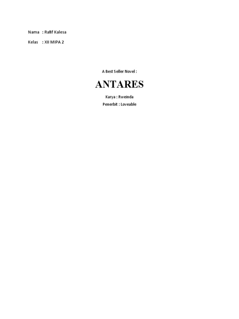 Interpretasi Novel - ANTARES | PDF