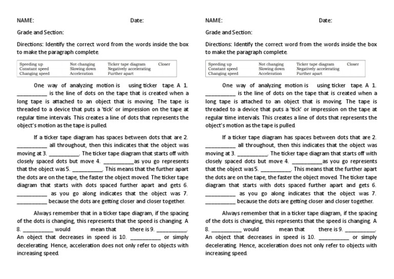 Ticker Tape Motion Analysis Guide | PDF | Acceleration | Physics