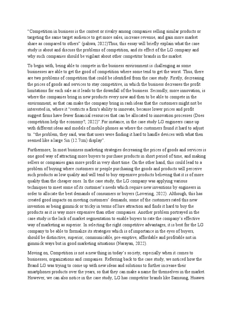 Assignment 1 | PDF | Marketing | Competition