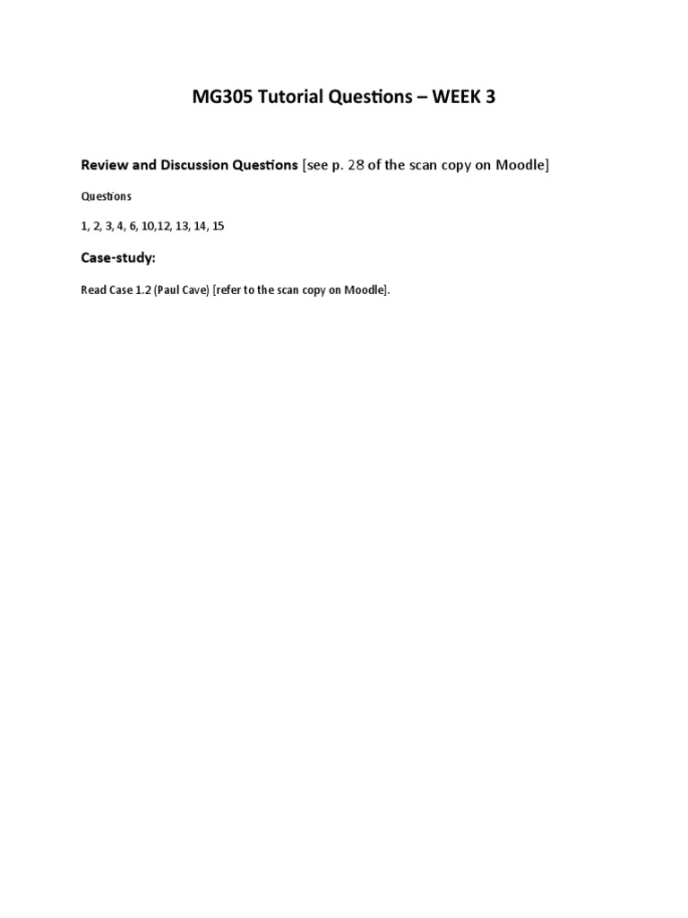 MG305 Week 3 Tutorial Questions | PDF