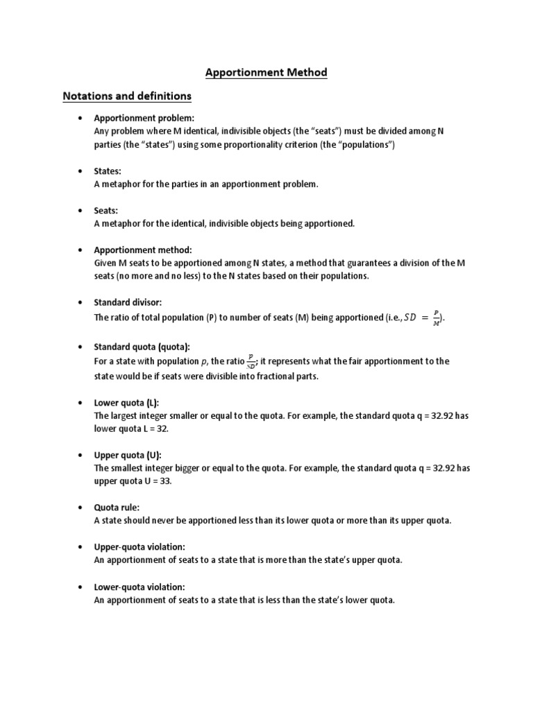 Apportionment Method | PDF | Apportionment (Politics) | Arithmetic