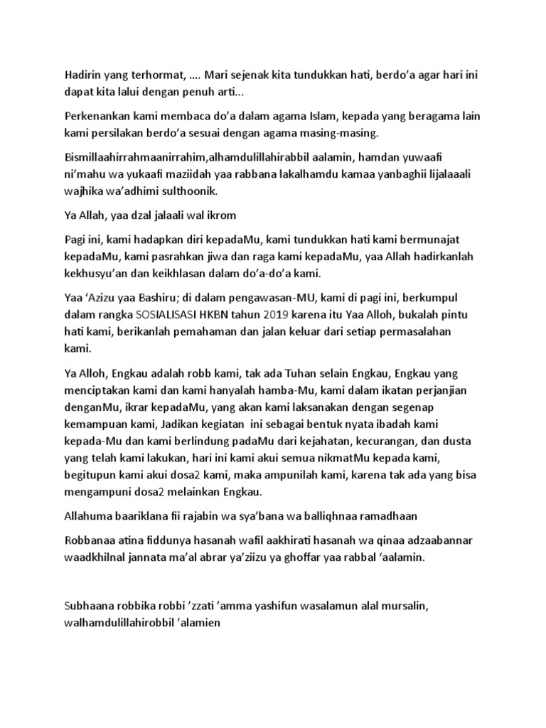 Doa HKBN 2019 | PDF | Pengembangan Diri | Gaya Hidup