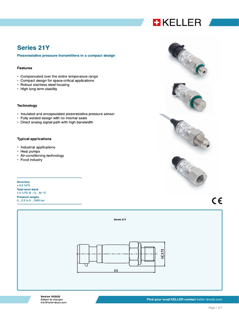 Keller 21Y Senzor Pritiska Data Sheet | PDF