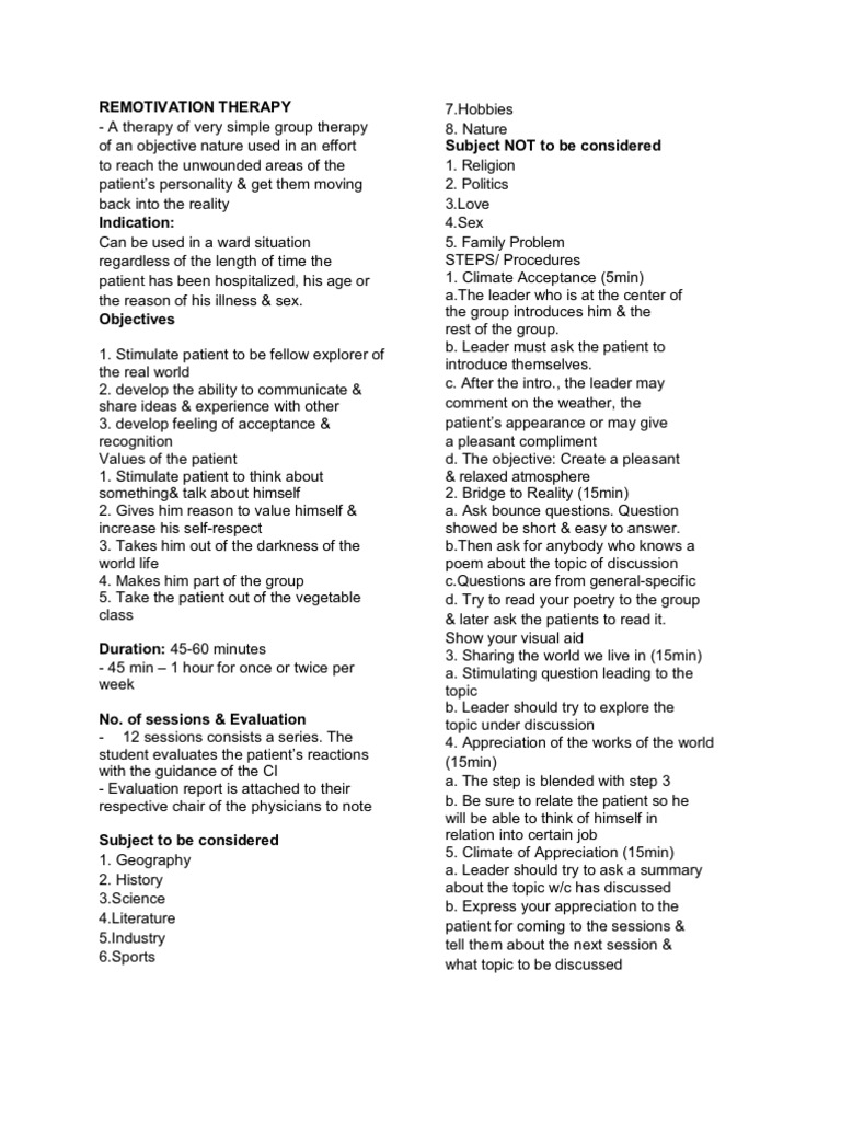 Re Motivation Therapy | PDF