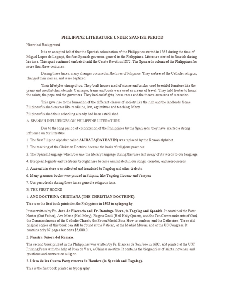 Philippine Literature in Spanish Era | PDF | Tagalog Language | Philippines
