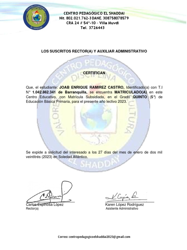 Certificados JOAB | PDF