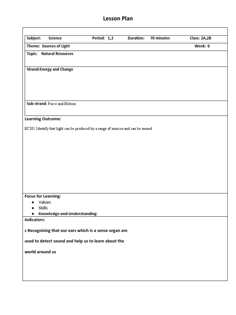 Practical Applications of Light and Sound | PDF | Learning | Lesson Plan